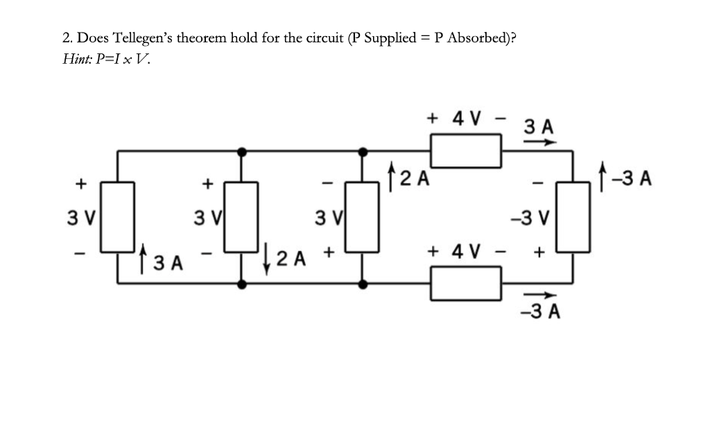 Solved 2. Does Tellegen's theorem hold for the circuit (P | Chegg.com