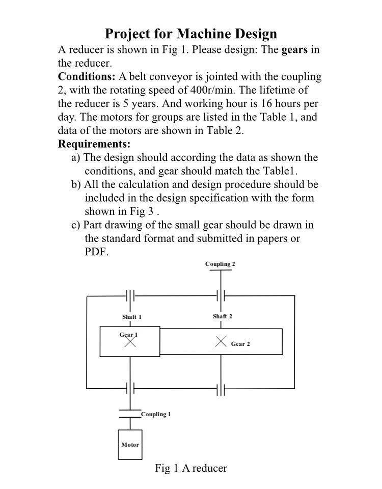 Project for Machine Design A reducer is shown in Fig | Chegg.com