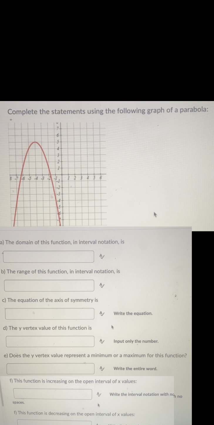 Solved Complete the statements using the following graph of | Chegg.com