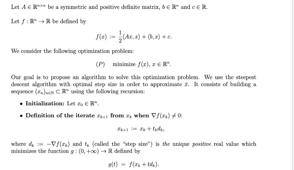 Solved Let A∈Rn×n be a symmetric and positive definite | Chegg.com