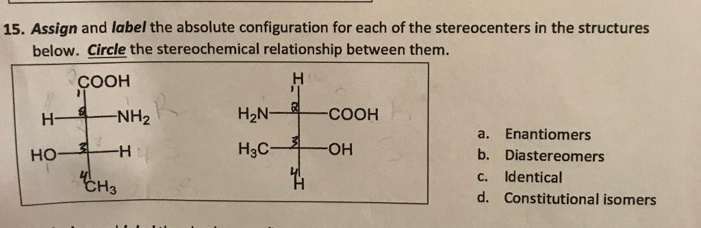 Solved 15. Assign and label the absolute configuration for | Chegg.com