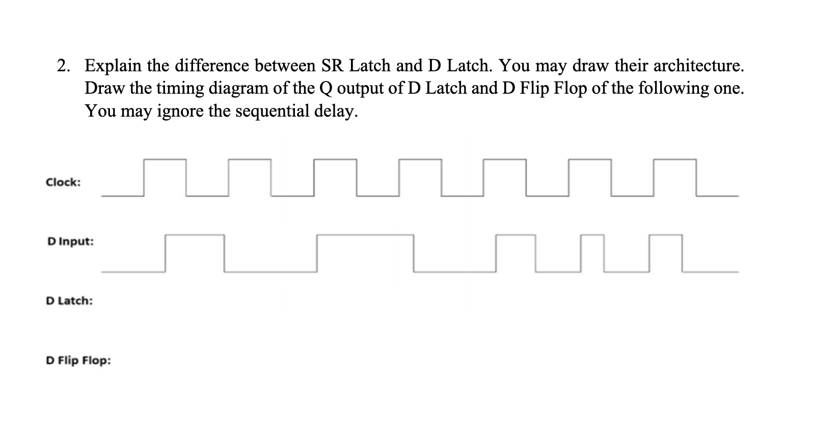Solved 2. ﻿Explain the difference between SR Latch and D | Chegg.com