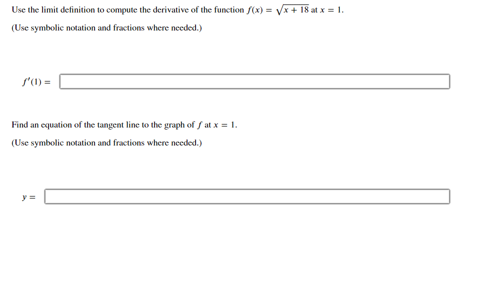 Solved Use the limit definition to compute the derivative of | Chegg.com