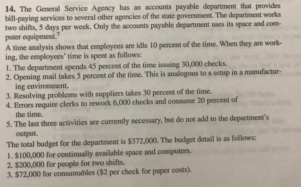Solved 14. The General Service Agency has an accounts | Chegg.com