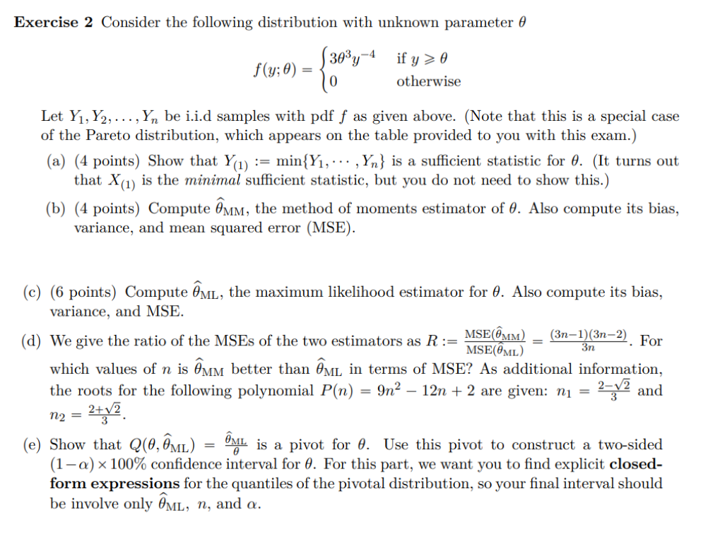 Solved Exercise 2 Consider the following distribution with | Chegg.com