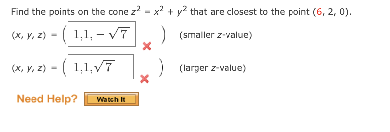 Solved Find the points on the cone z2=x2+y2 that are closest | Chegg.com