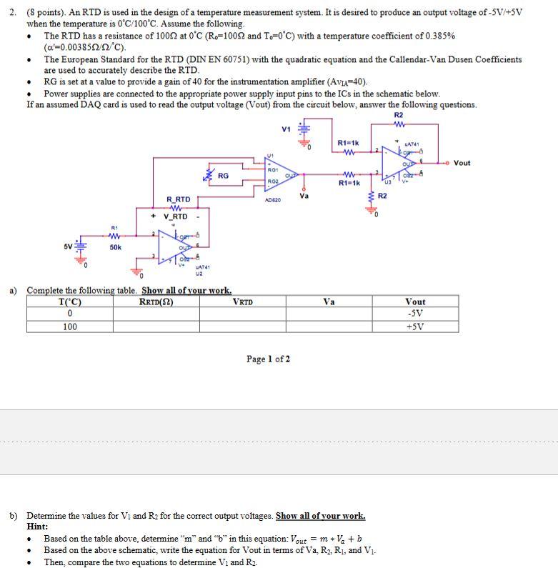 Solved 2. (8 points). An RTD is used in the design of a | Chegg.com