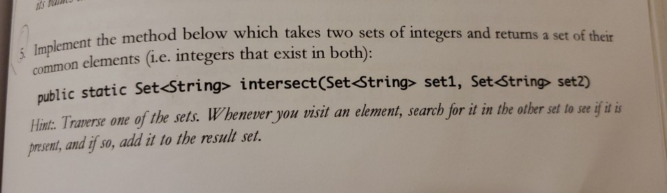 Solved the method below which takes two sets of integers and | Chegg.com