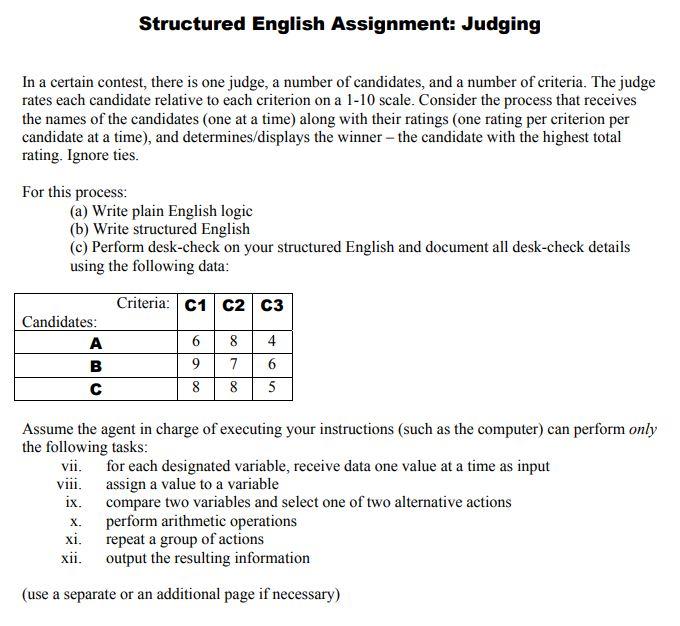 Solved Structured English Assignment: Judging In a certain | Chegg.com