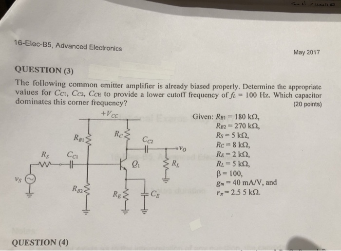 Solved 16-Elec-B5, Advanced Electronics May 2017 QUESTION | Chegg.com