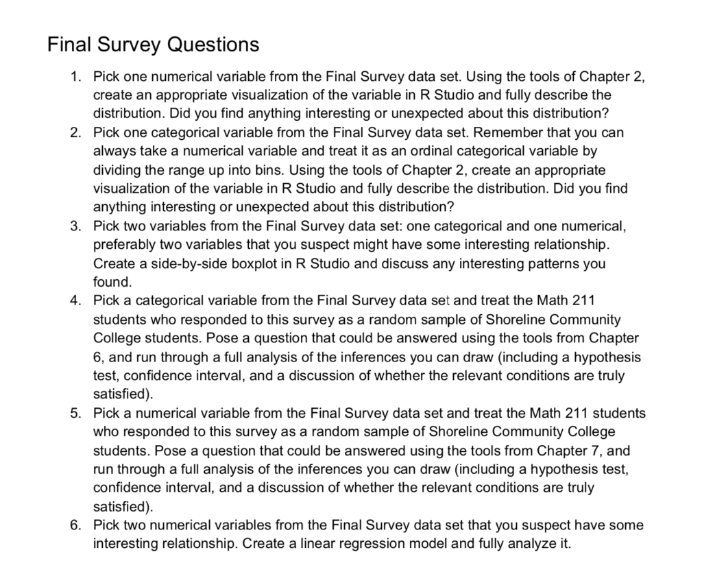 Math 211 Final Survey Variables This document gives | Chegg.com