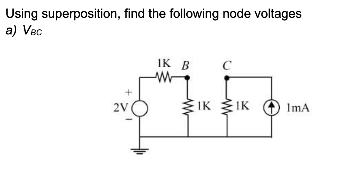 Solved Using superposition, find the following node voltages | Chegg.com