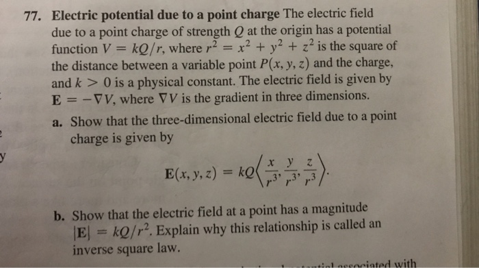 Solved 77. Electric potential due to a point charge The | Chegg.com
