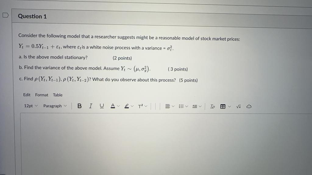 Solved Consider the following model that a researcher | Chegg.com