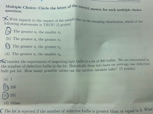 Solved Multiple Choice: Circle the letter letter of the | Chegg.com
