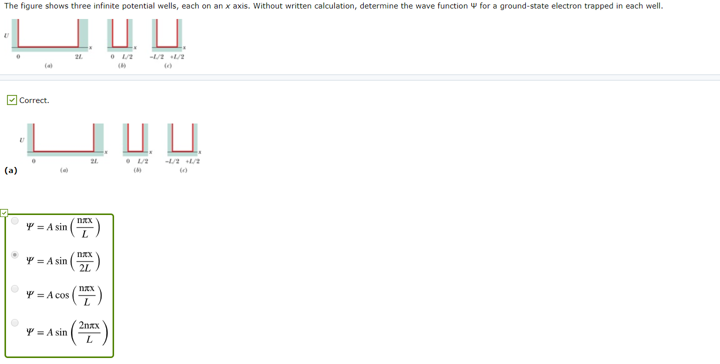 Solved The figure shows three infinite potential wells, each | Chegg.com
