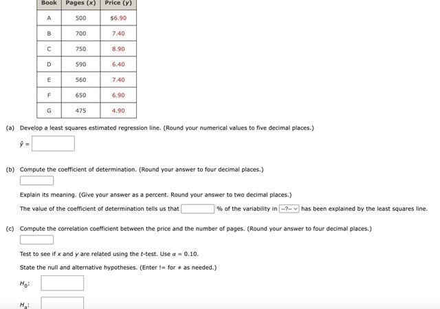 Solved (a) Develop a least squares estimated regression | Chegg.com