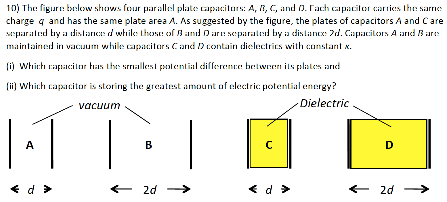 Solved 10) The figure below shows four parallel plate | Chegg.com