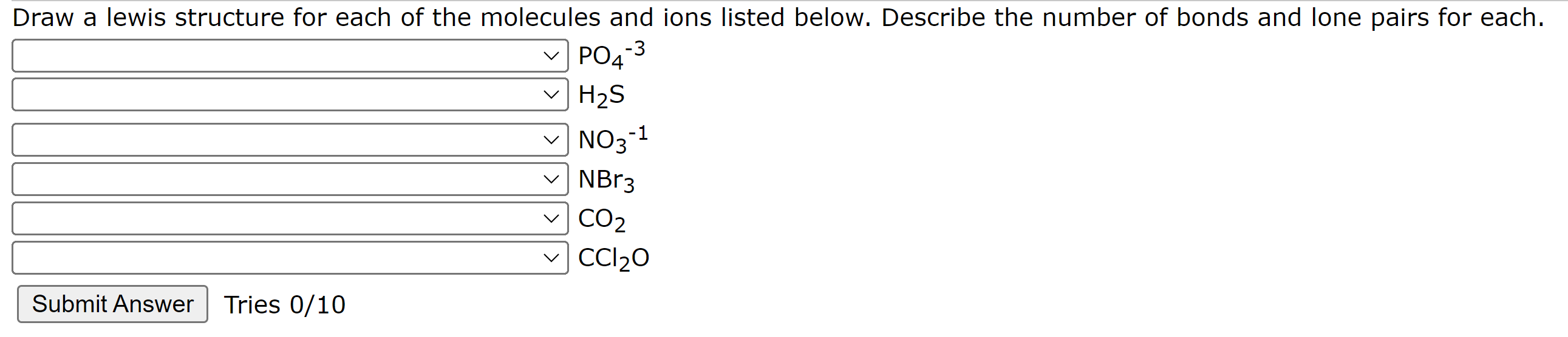 Solved Draw a lewis structure for each of the molecules and | Chegg.com