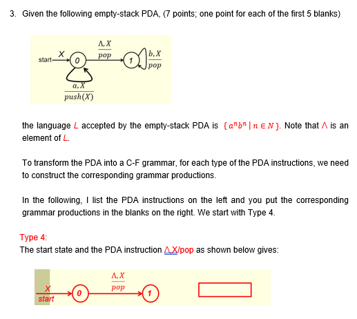 Solved 3. Given the following empty-stack PDA, (7 points; | Chegg.com
