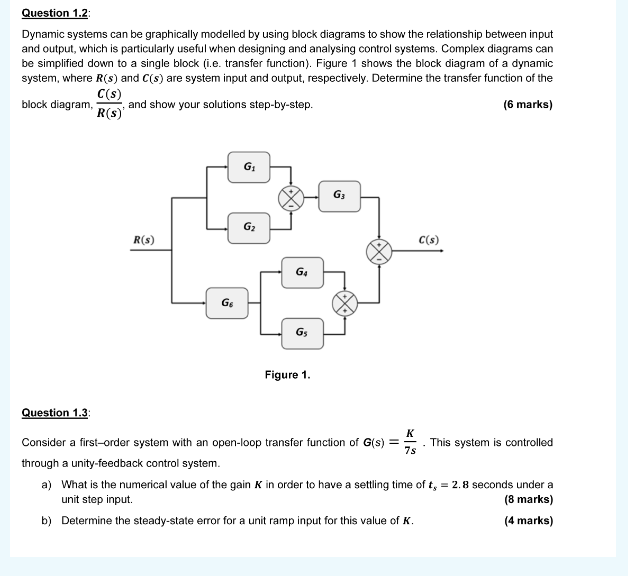 Solved Question 1.2: Dynamic systems can be graphically | Chegg.com