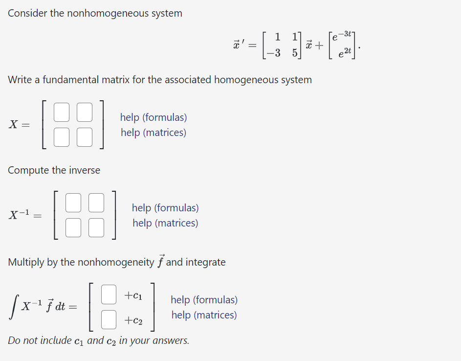Solved Consider the nonhomogeneous system | Chegg.com