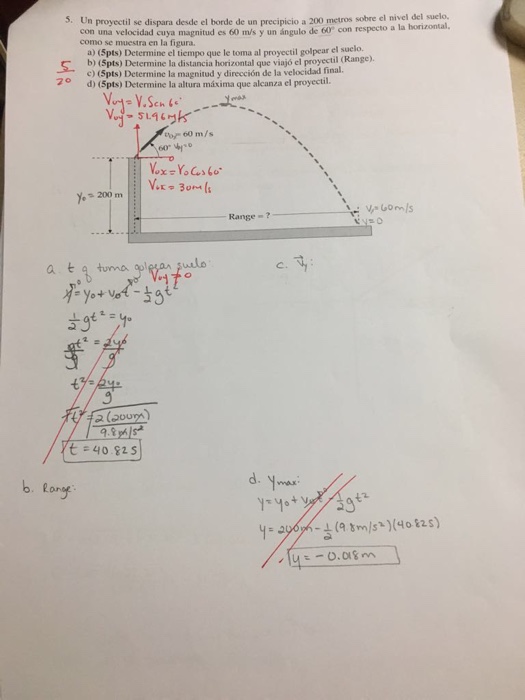 5. Un proyectil se dispara desde el borde de un | Chegg.com