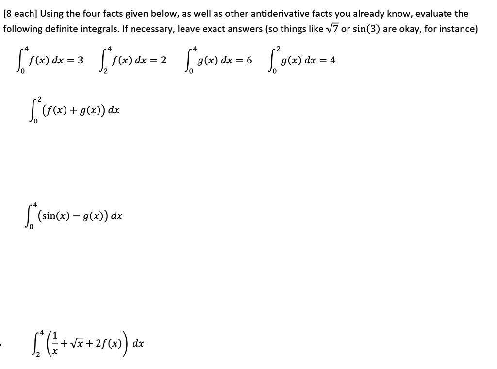 Solved [8 each] Using the four facts given below, as well as | Chegg.com