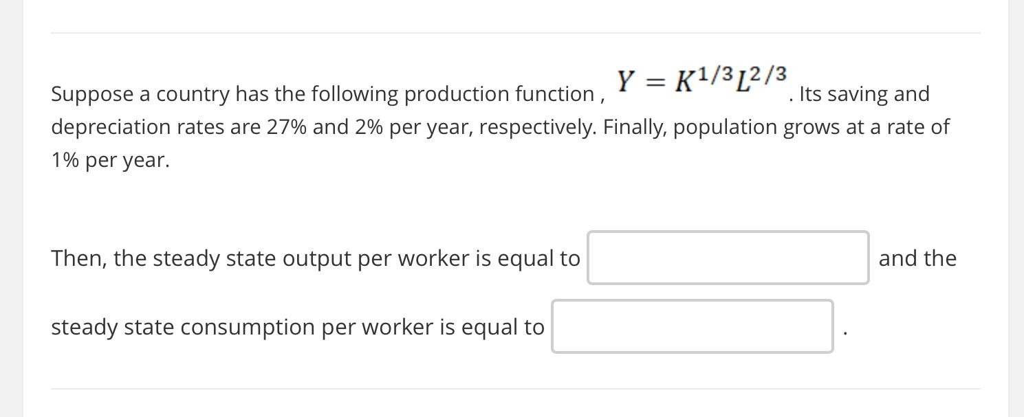 Solved Suppose a country has the following production | Chegg.com