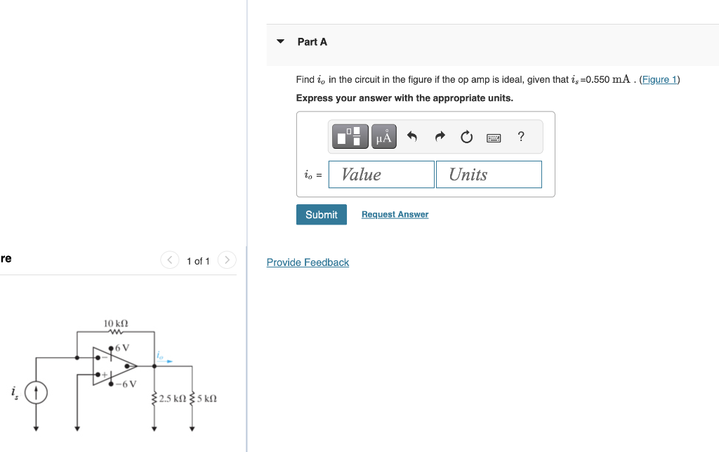 Solved Find io in the circuit in the figure if the op amp is | Chegg.com