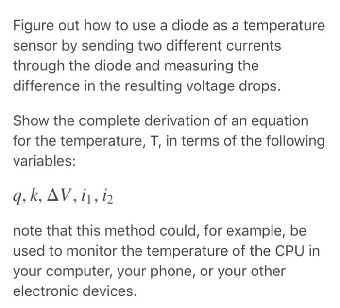 Solved Figure out how to use a diode as a temperature sensor | Chegg.com
