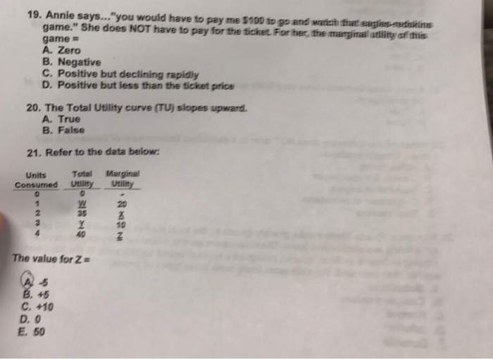 Solved Annie says..."you would have to pay me $100 to go and | Chegg.com