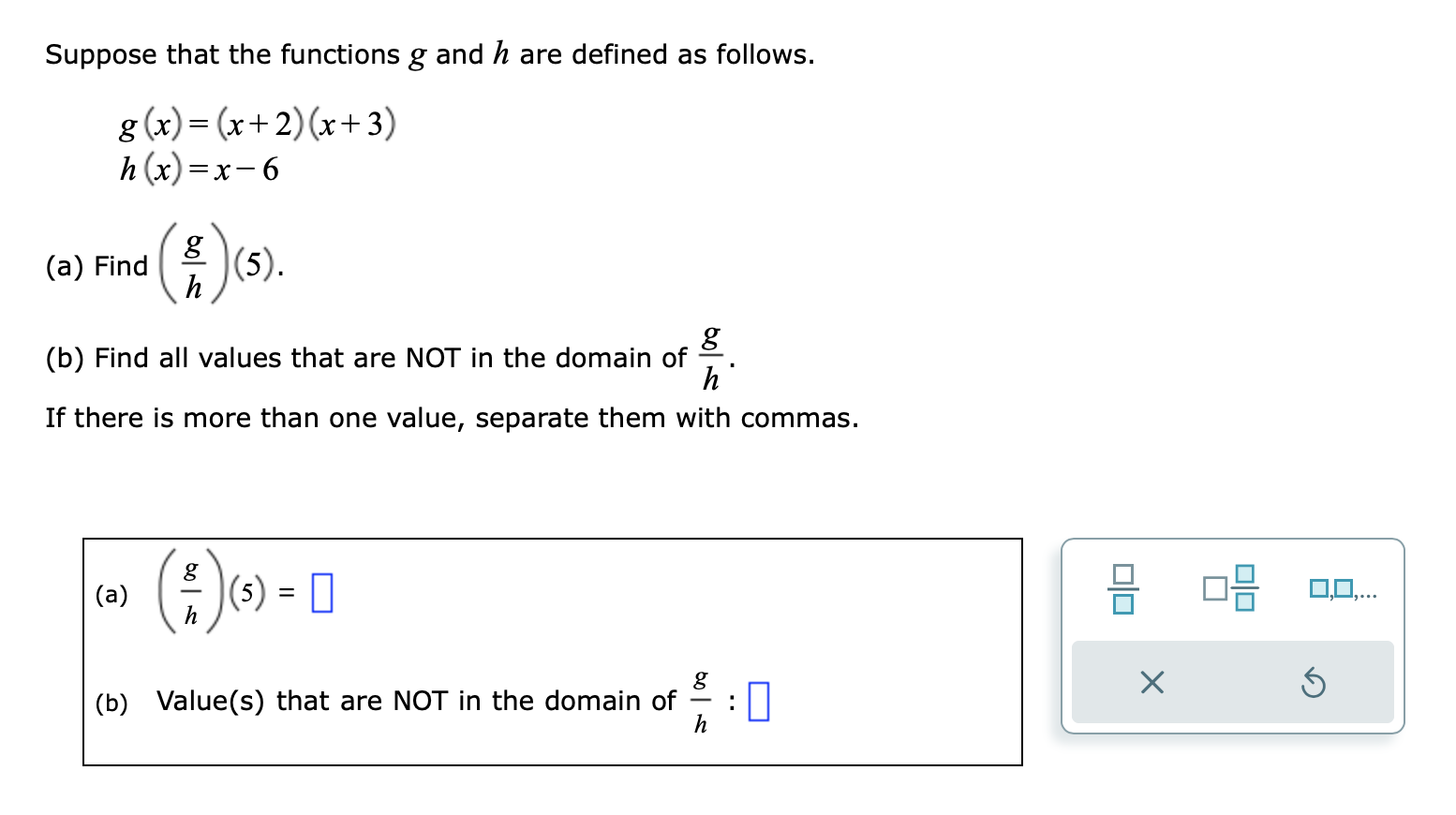 Solved Suppose that the functions g and h are defined as | Chegg.com