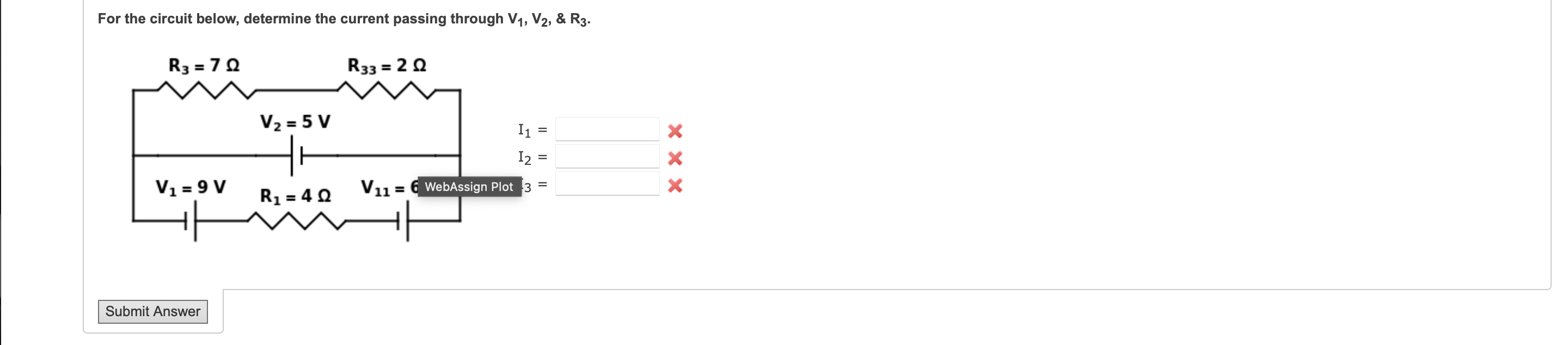 Solved For the circuit below, determine the current passing | Chegg.com