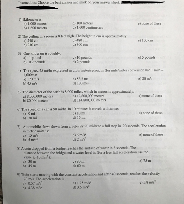 Solved Choose the best answer and mark it on your answer | Chegg.com
