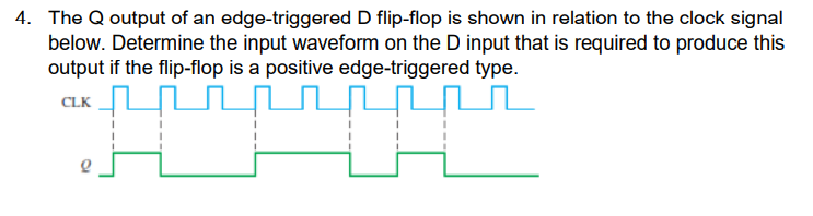 Solved 4. The Qoutput of an edge-triggered D flip-flop is | Chegg.com