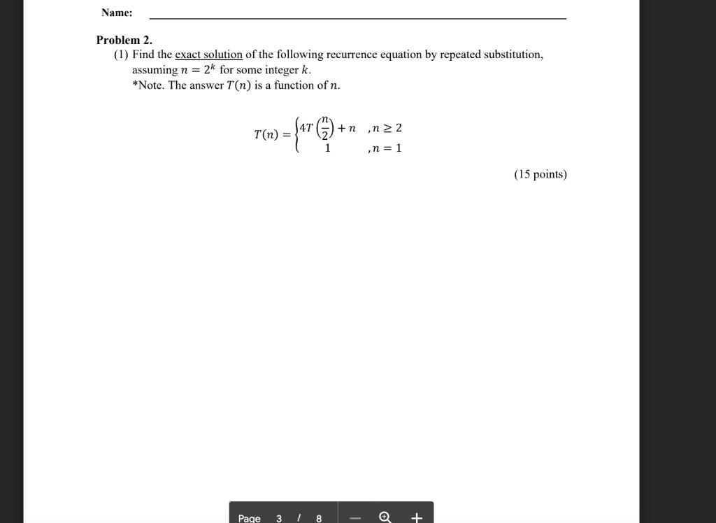 Solved Problem 2. (1) Find the exact solution of the | Chegg.com