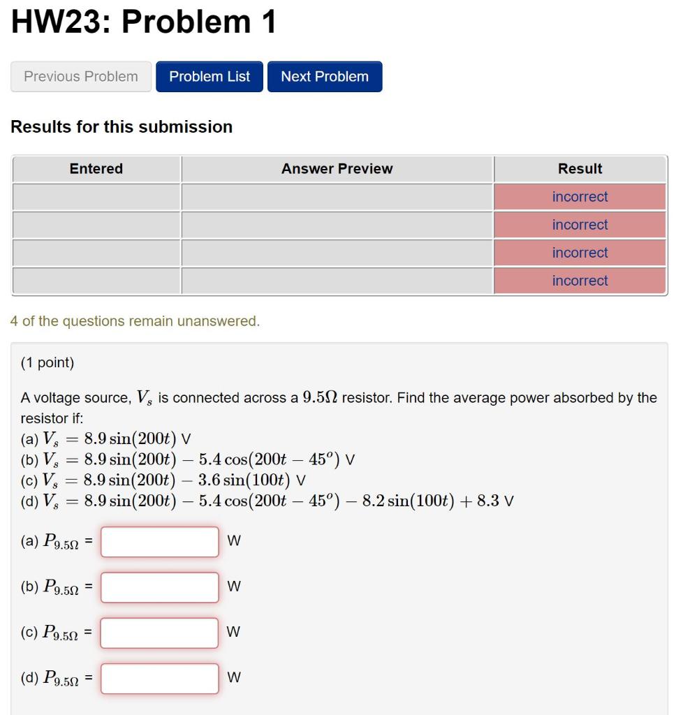 Solved HW23: Problem 1 Previous Problem Problem List Next | Chegg.com