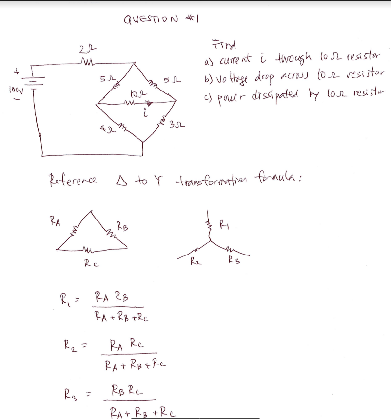 Solved QUESTION #1 2R Find 52 52 a) current i through 1or | Chegg.com