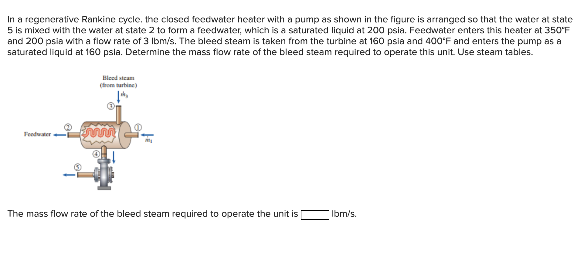 Solved In a regenerative Rankine cycle. the closed feedwater | Chegg.com