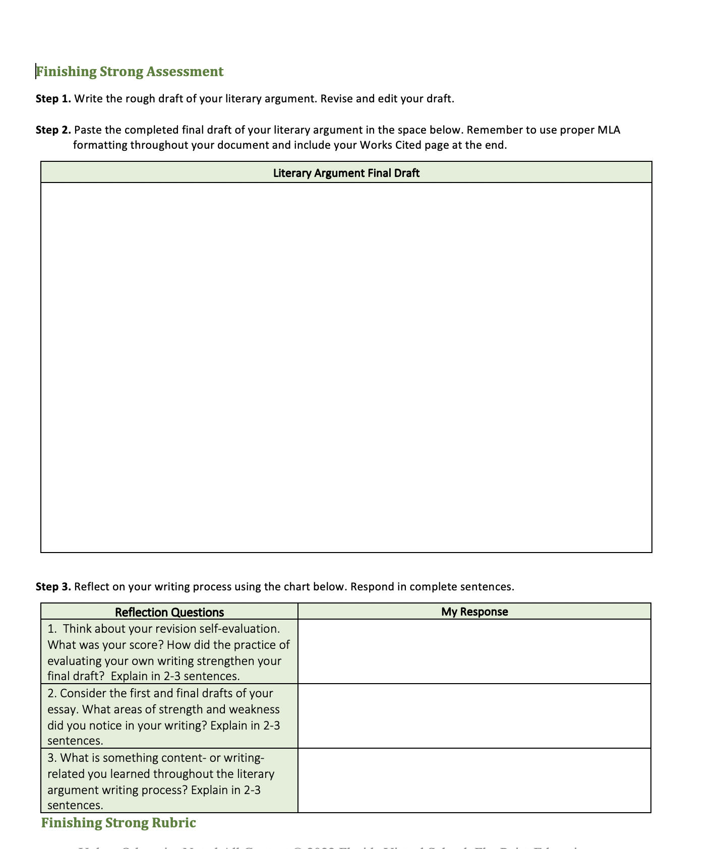 Solved Finishing Strong Assessment Step 1. Write the rough | Chegg.com