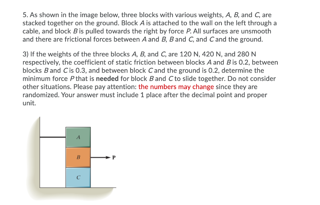 Solved 5. As shown in the image below, three blocks with | Chegg.com