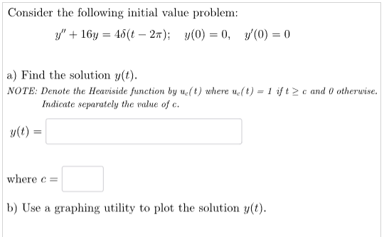Solved Consider the following initial value | Chegg.com
