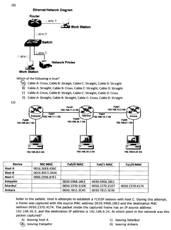 Solved 10) Ethernet Network Diagram Router Lable A Work | Chegg.com