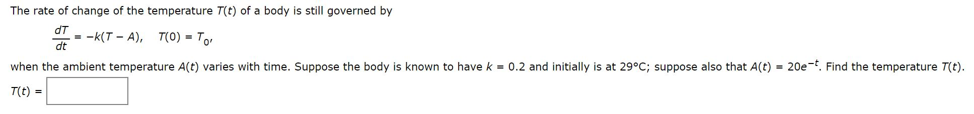 Solved The rate of change of the temperature T(t) of a body | Chegg.com