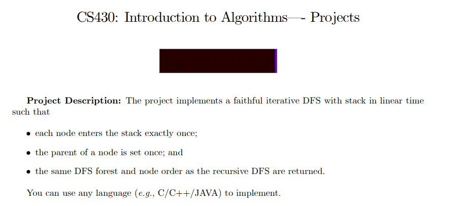 Solved Cs430 Introduction To Algorithms Projects Project 