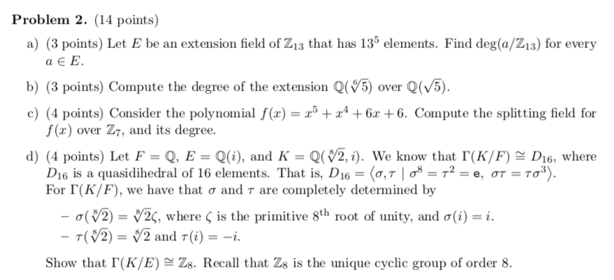 Solved Problem 2. (14 points) a) (3 points) Let E be an | Chegg.com
