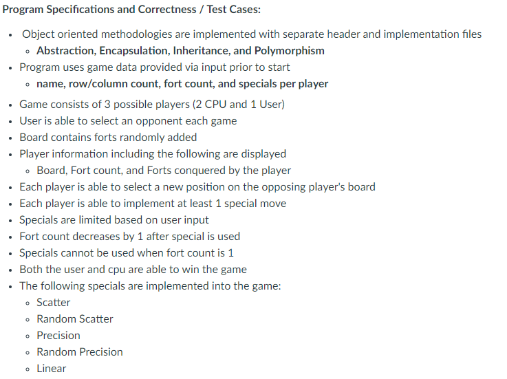 Solved Program Specifications and Correctness / Test Cases: | Chegg.com