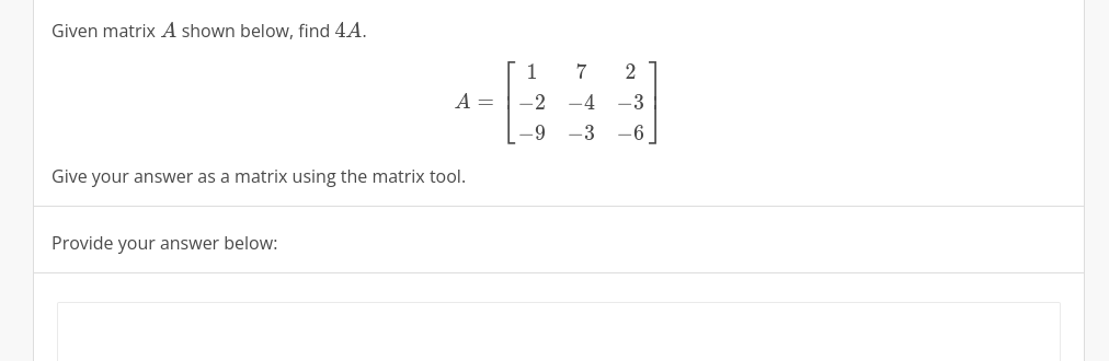 Solved Given matrix A shown below, find 4A. | Chegg.com