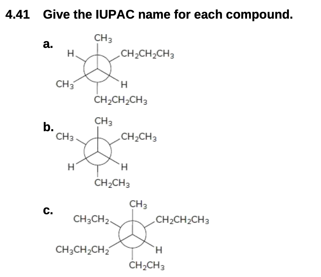 Solved 4.41 ﻿Give the IUPAC name for each compound. | Chegg.com